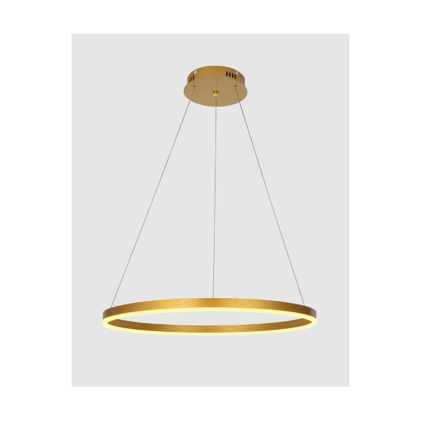 PENDENTE LED COSMOS 50W BIVOLT 3000K BRANCO QUENTE Ø80CM ALUMÍNIO E METAL DOURADO - GMH P-COSMOS-80