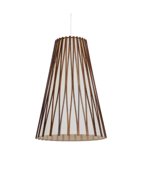 PENDENTE LIVING HINGES CÔNICO Ø40X60CM MADEIRA E LINHO - ACCORD 1242