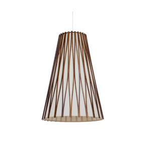 PENDENTE LIVING HINGES CÔNICO Ø40X60CM MADEIRA E LINHO - ACCORD 1242